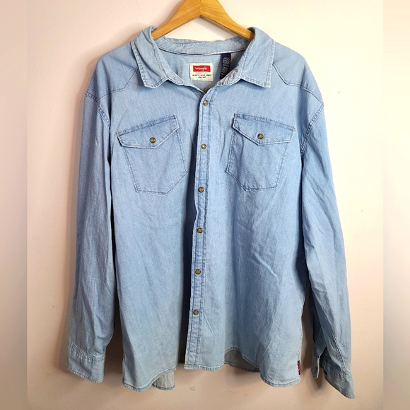 Wrangler | Shirts | Wrangler Jean Button Down Shirt Size 3xl Pearl ...